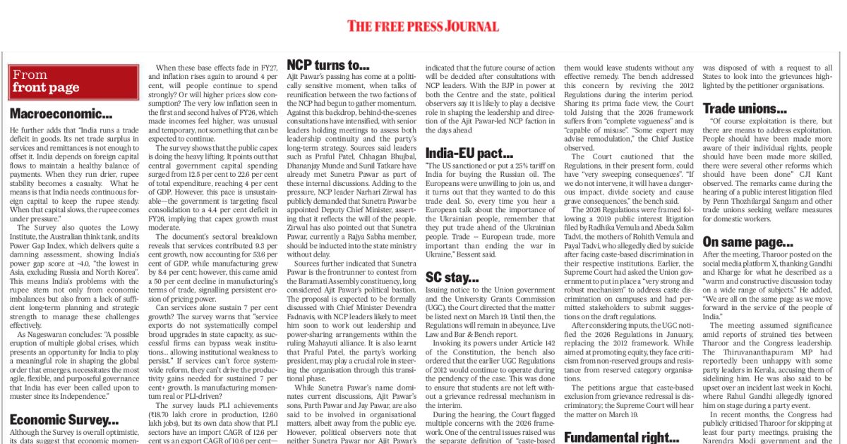 Clipping of Free Press Journal - Free Press Journal - Mumbai Epaper