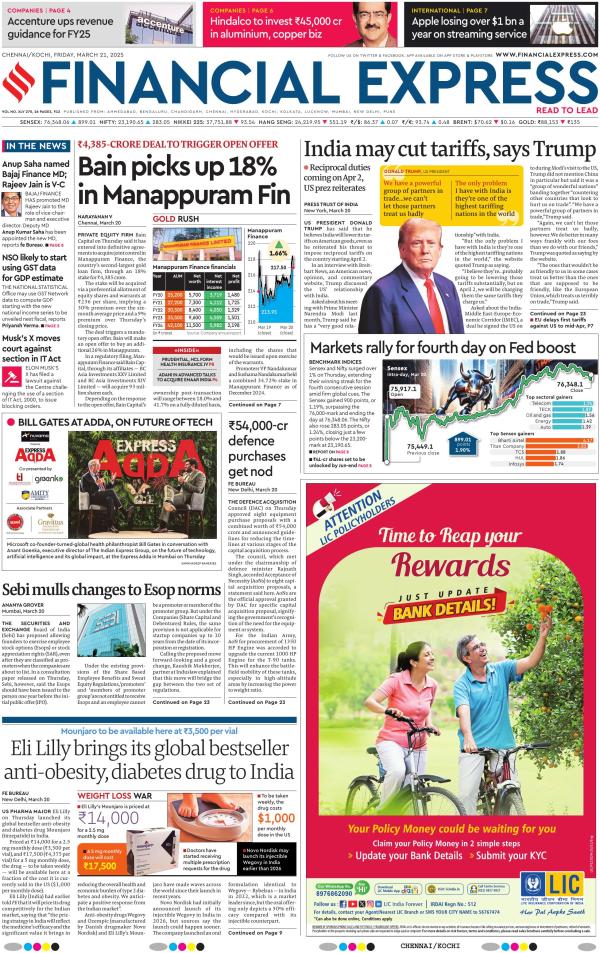 Financial Express Epaper: English E-paper, Today's Business Newspaper ...