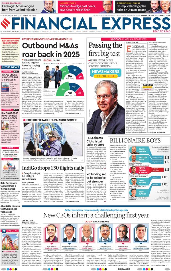 Financial Express Epaper: English E-paper, Today's Business Newspaper ...